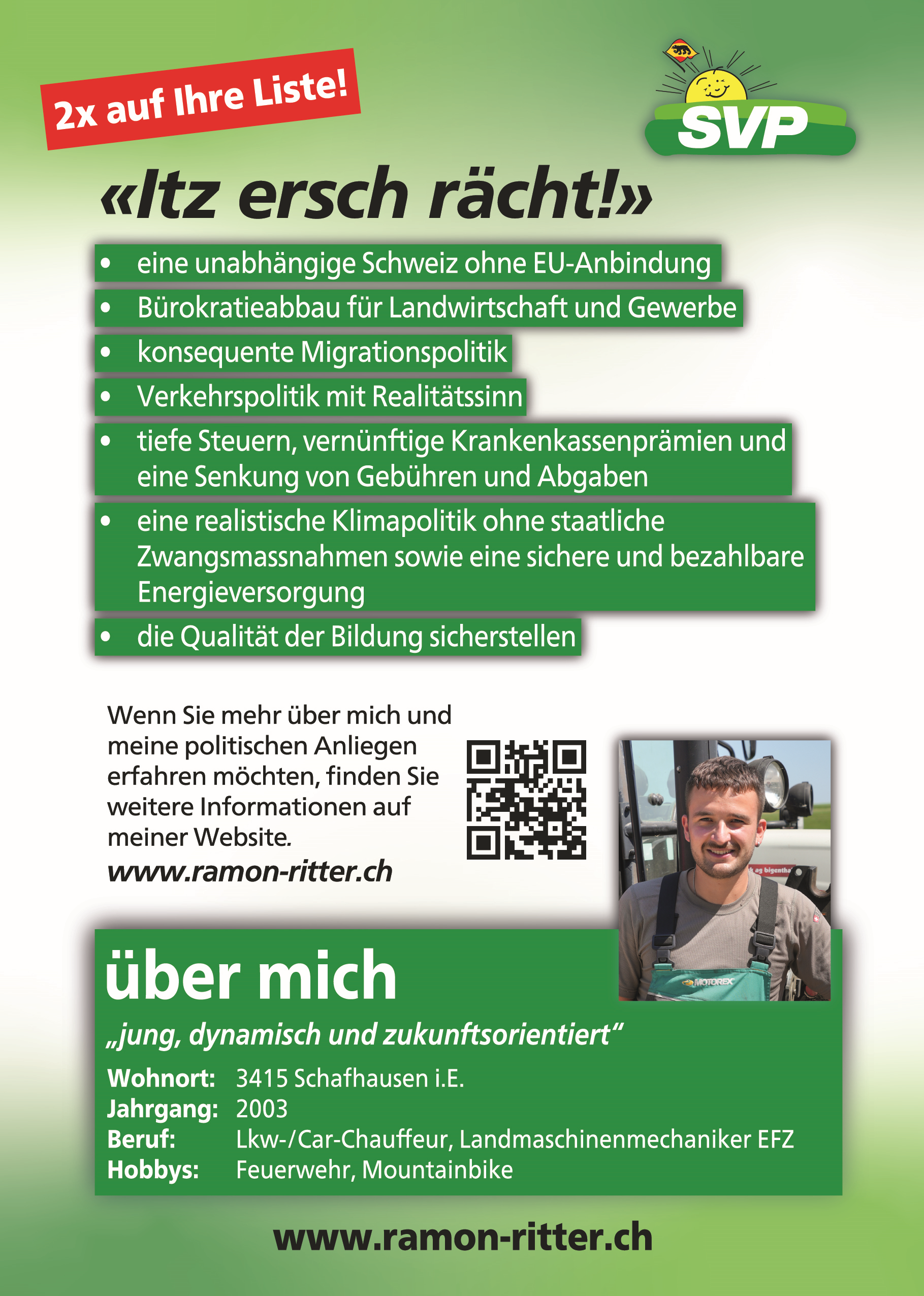 SVP Hasle b. Burgdorf - Grossratswahlen 29.März 2026 – Unterstützt ...
