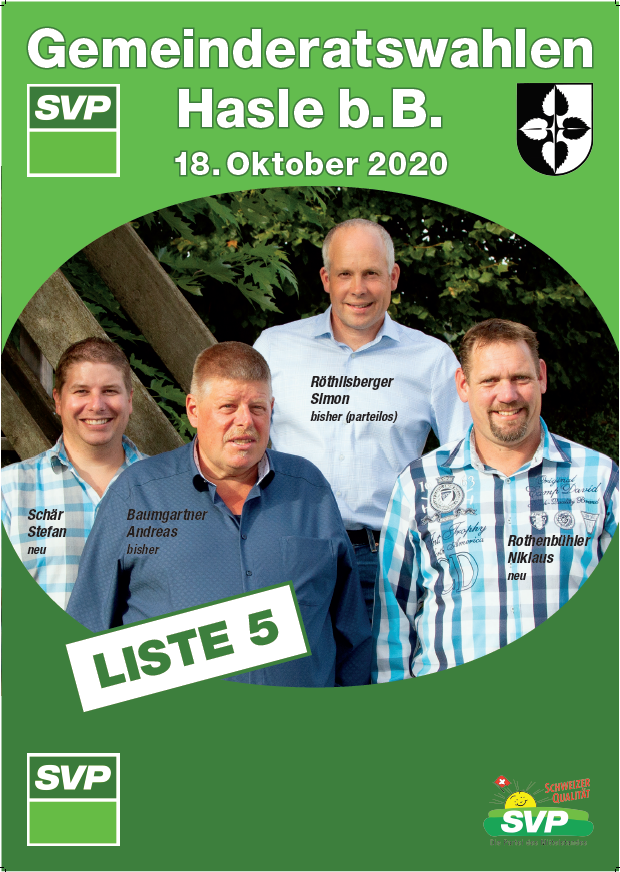 SVP Hasle b. Burgdorf - Gemeinderatswahlen 2020
